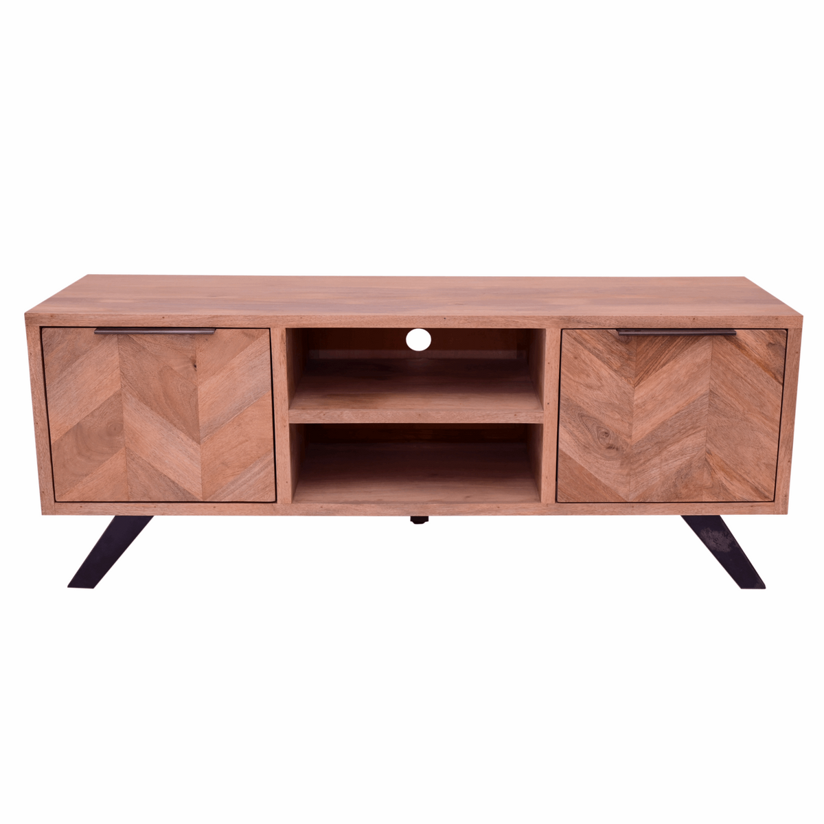 Akash Chevron Parquet Mango Wood Large TV Unit - 135cm | The Furniture ...