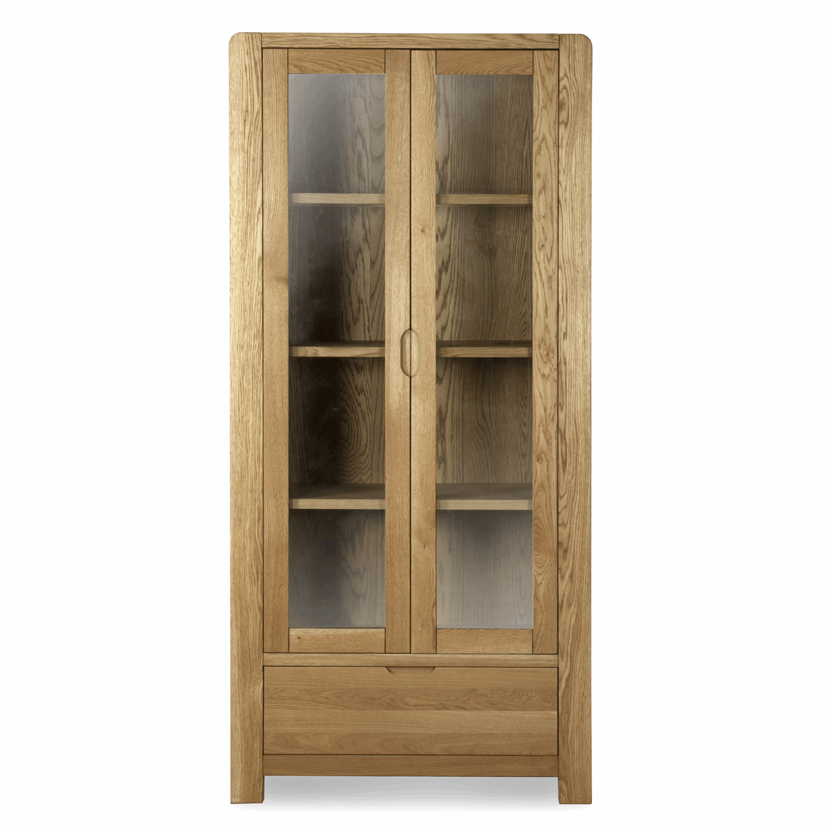 Bakerloo Oak Glazed 2 Door 1 Drawer Display Unit | The Furniture Mega Store