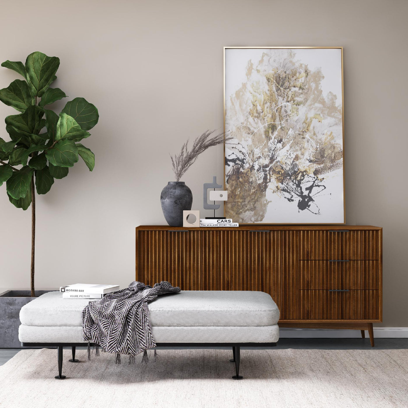 Strand Walnut Large 2 Door 3 Drawer Sideboard | The Furniture Mega Store