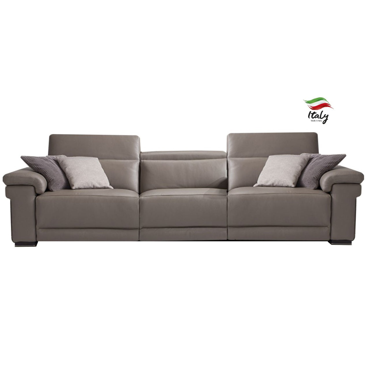 Elettra Italian Leather Power Recliner With Adjustable Headrests Sofa ...