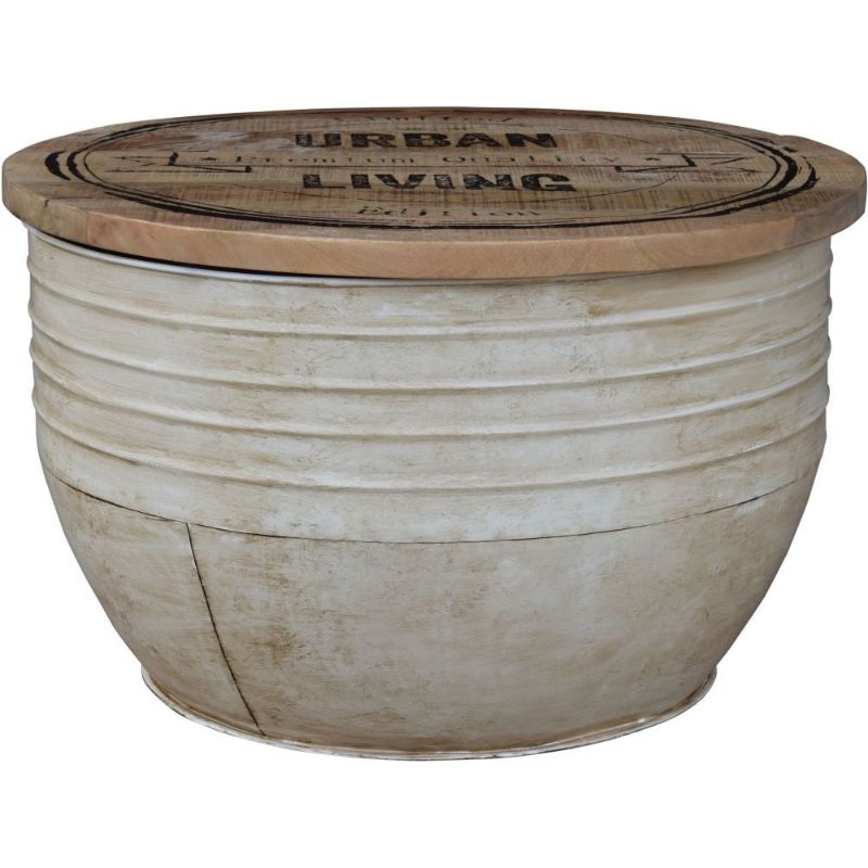 Modern Reclaimed Industrial Round Trunk Box - 374 | The Furniture Mega ...