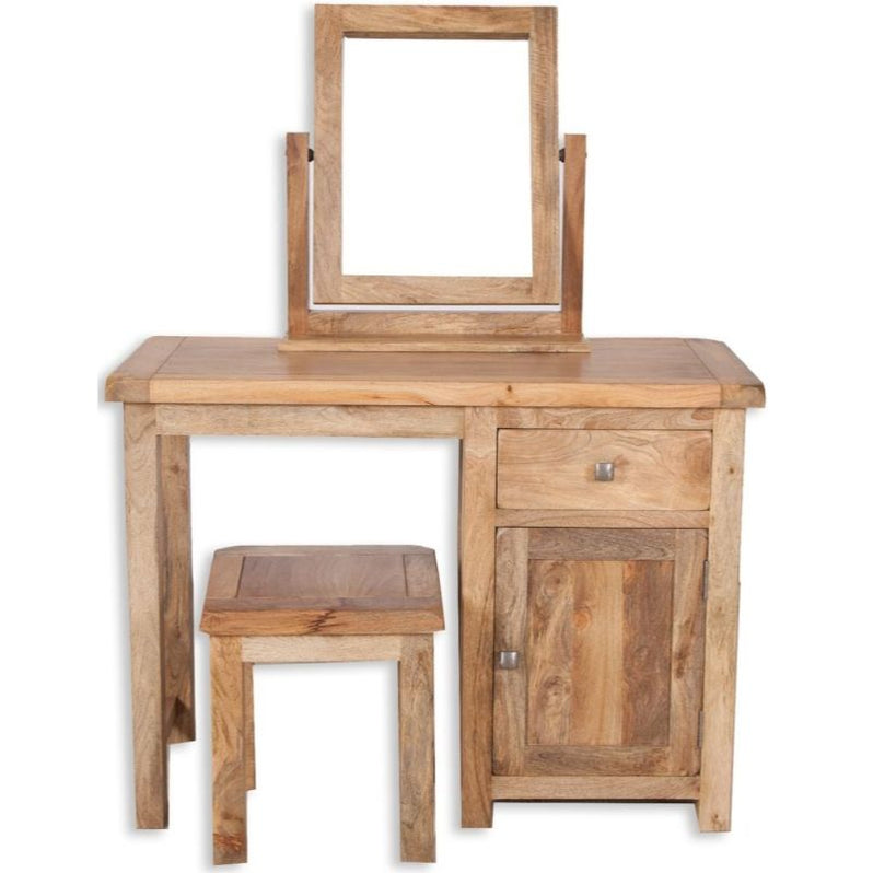 Bombay Mango Wood Dressing Table + Mirror + Stool Set | The Furniture ...