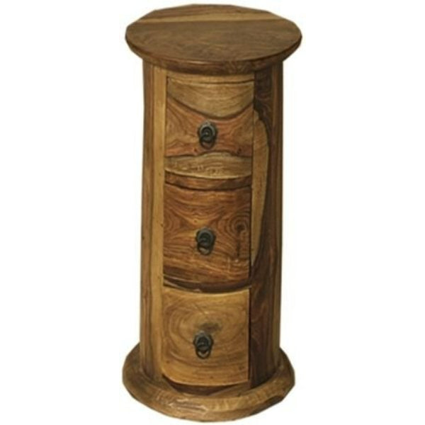 Thacket Sheesham 3 Drawer Round Chest | The Furniture Mega Store