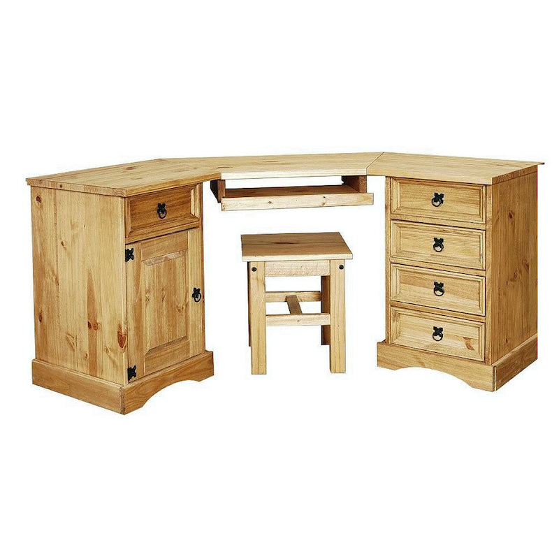 Corona Corner Computer Desk - Distressed Waxed Pine | The Furniture ...