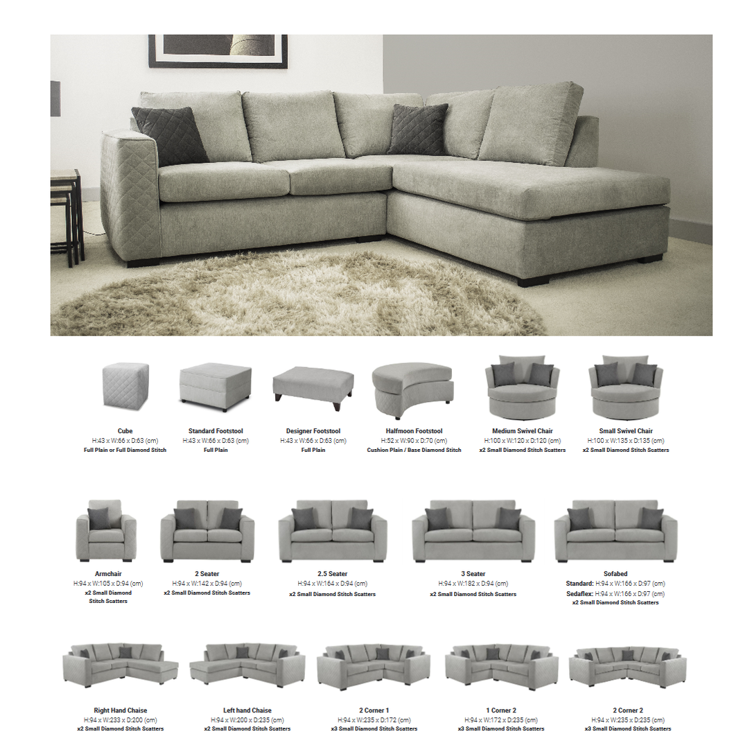 Lucy Corner Sofa - Choice Of Sizes & Fabrics | The Furniture Mega Store