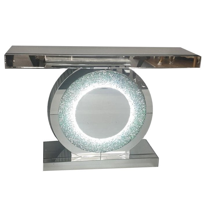 Large Crushed Diamond Mirrored LED Sparkle Console Table | The ...