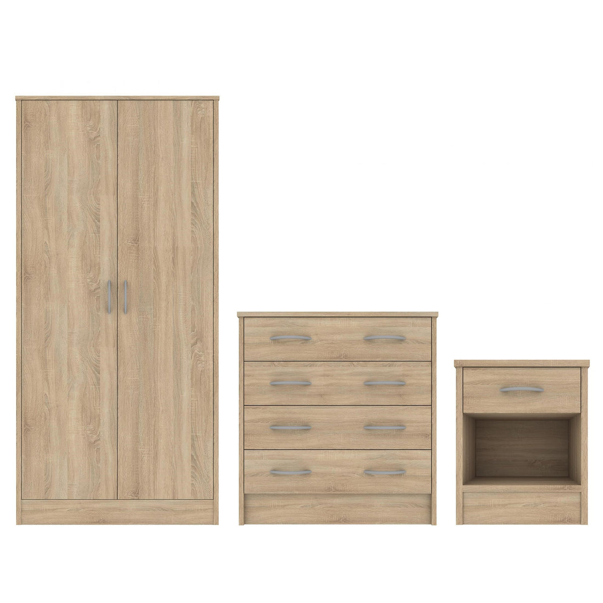 Oak Effect - Wardrobe, Chest Drawers & Bedside - Bedroom Set | The ...