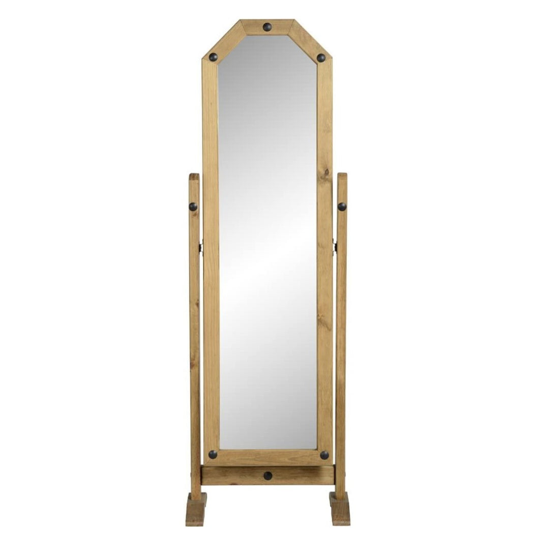 Corona Cheval Mirror - Distressed Waxed Pine | The Furniture Mega Store
