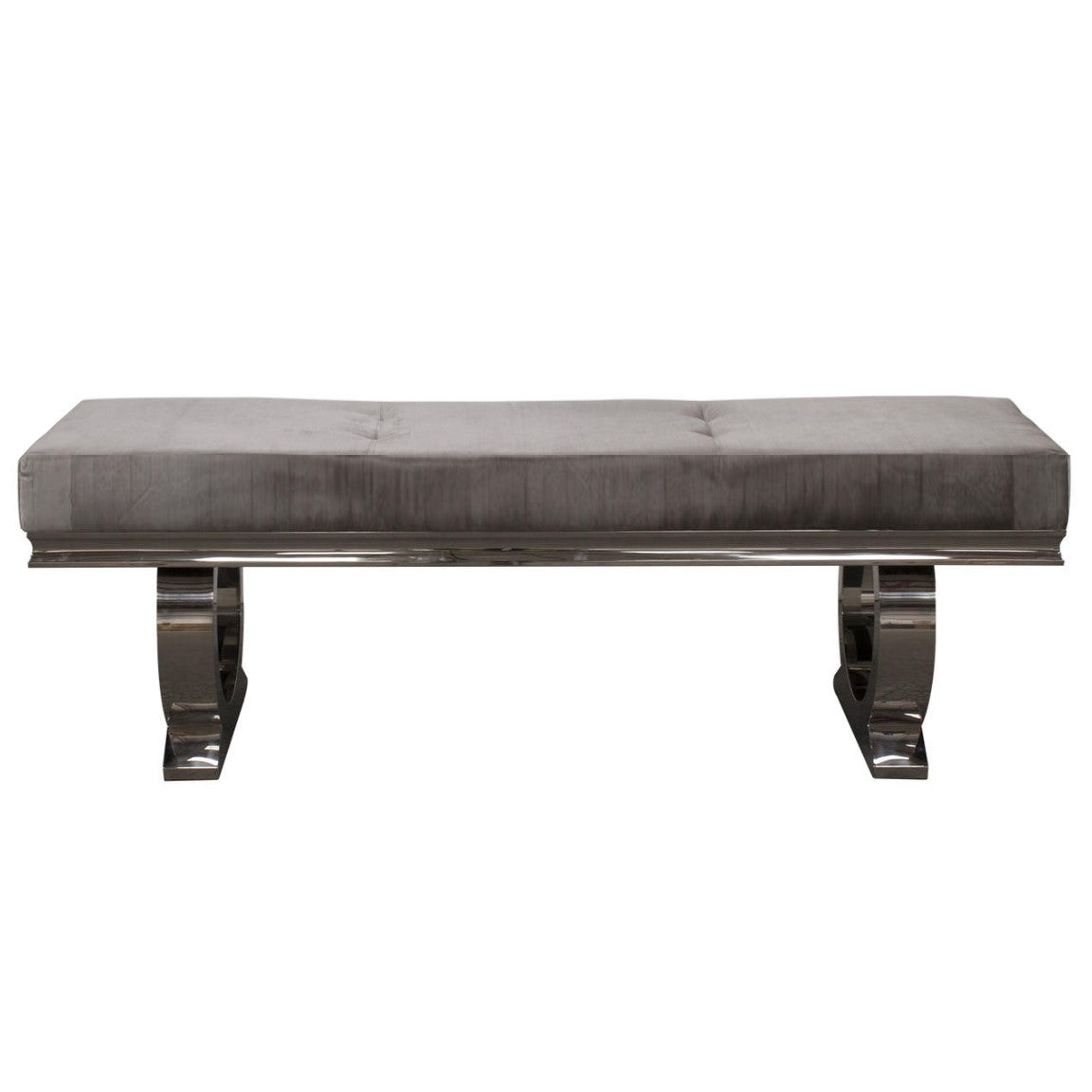 Chelsea Dark Grey Velvet & Chrome Leg Dining Bench - 130cm | The ...